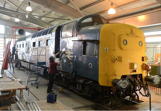 Deltic ready for repaint into two-tone green BR livery | Rail magazine